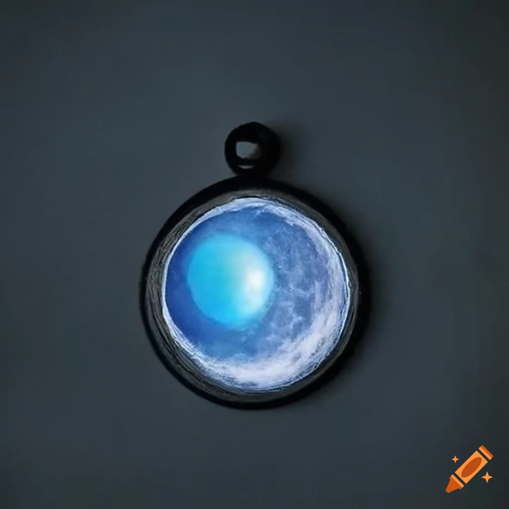 Ancient Egyptian amulet of the moon with silver crescent on Craiyon