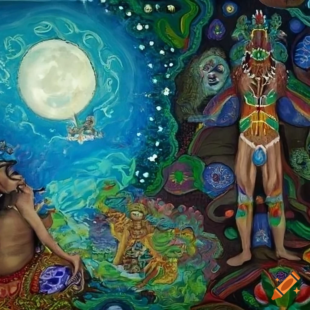 Visionary artwork with shamanic elements on Craiyon