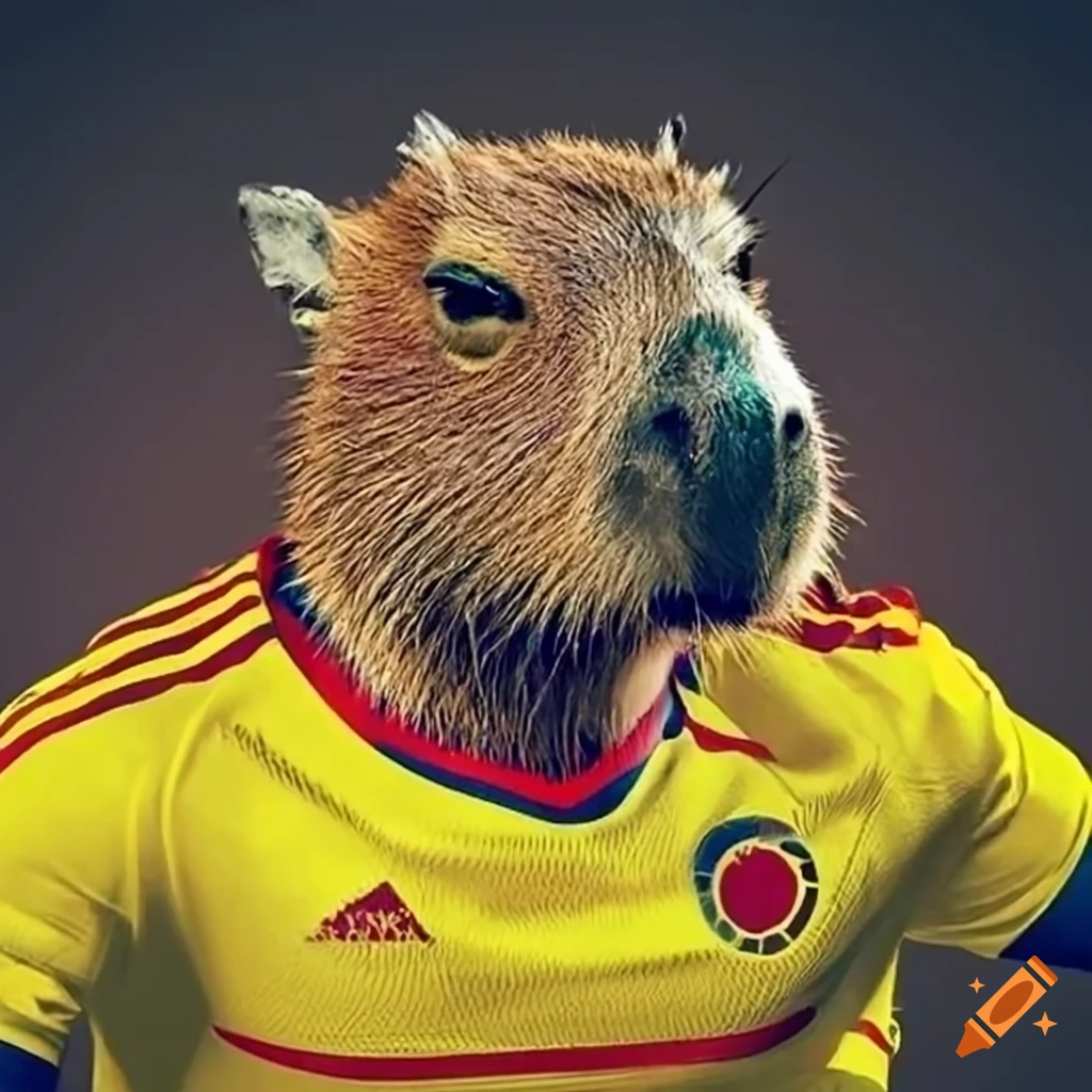 Capybara wearing a colombia football shirt on Craiyon