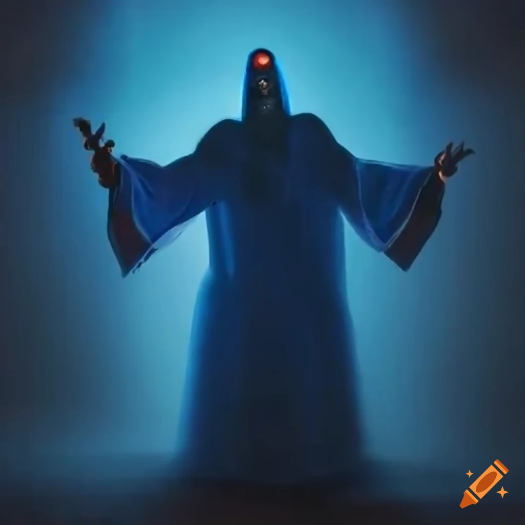 Image of a cultist worshipping in front of a giant robot on Craiyon