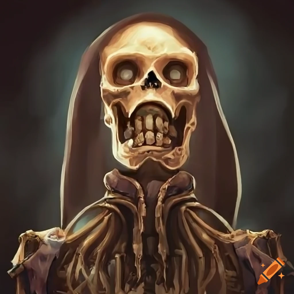 Wizard skeleton in dark dungeon