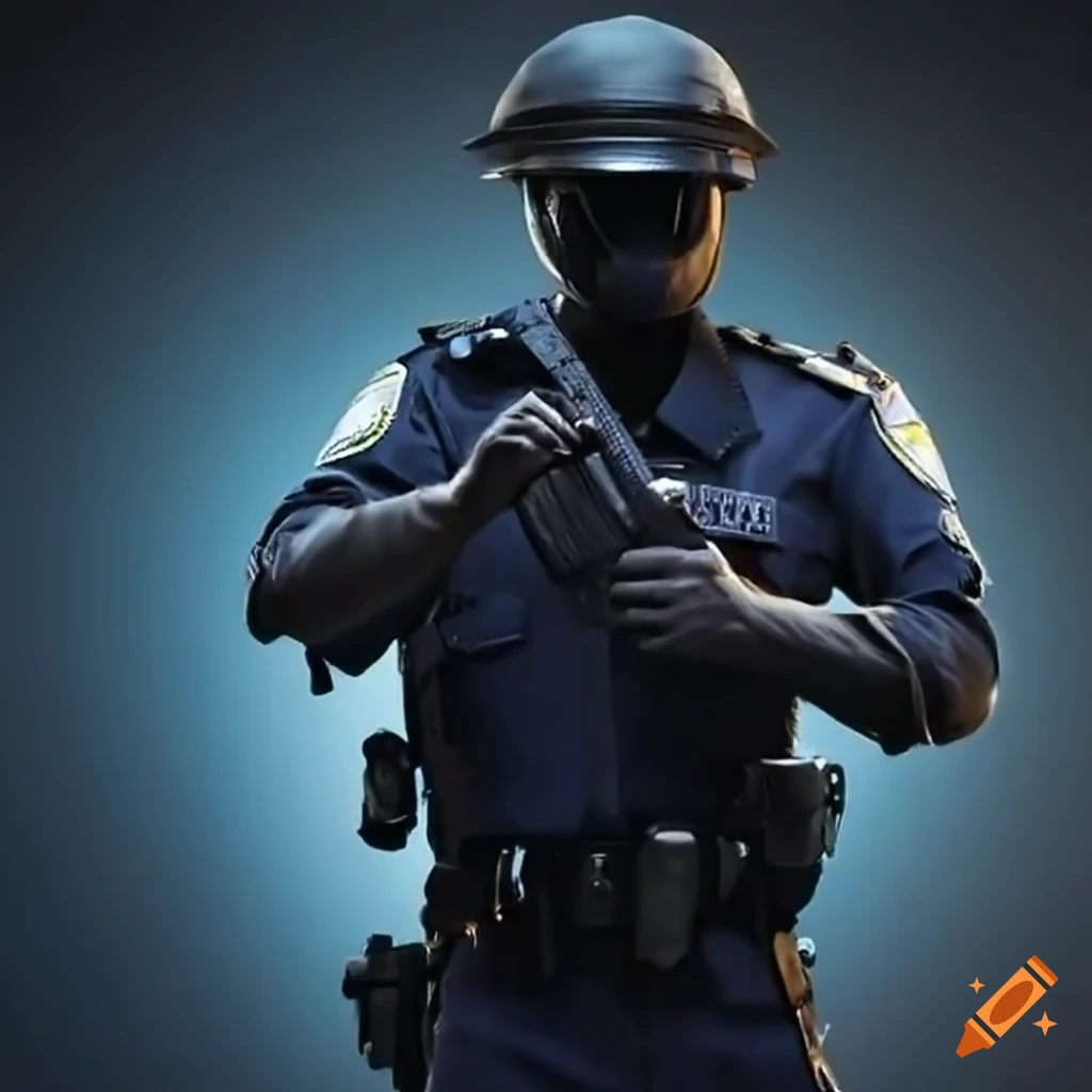 Dramatic lighting on a police officer on Craiyon