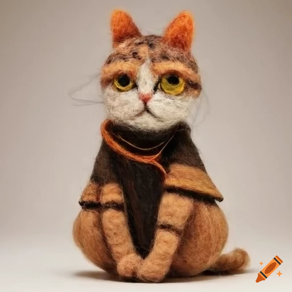 Artistic depiction of a cat in a wool outfit on Craiyon