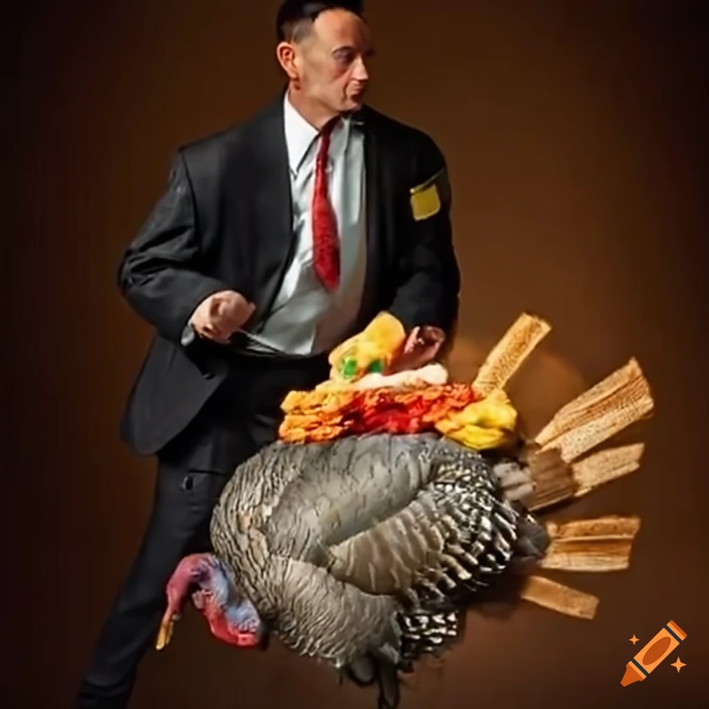 Funny image of a thanksgiving turkey running from the cia