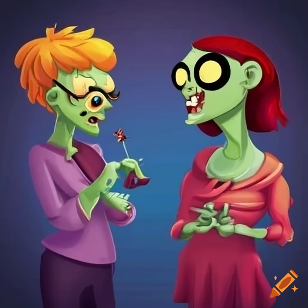 Cartoon zombies having a conversation on Craiyon