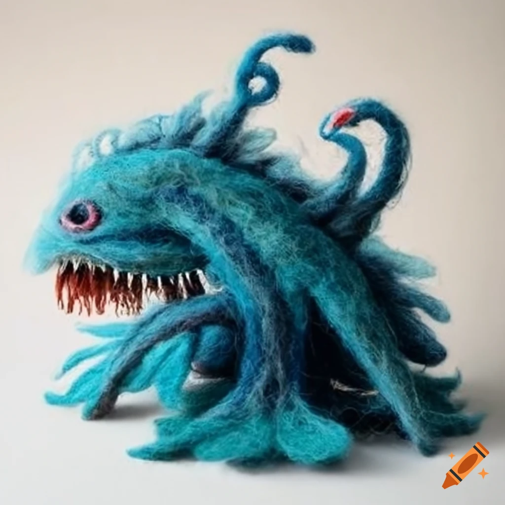 Felted wool sea monsters on Craiyon