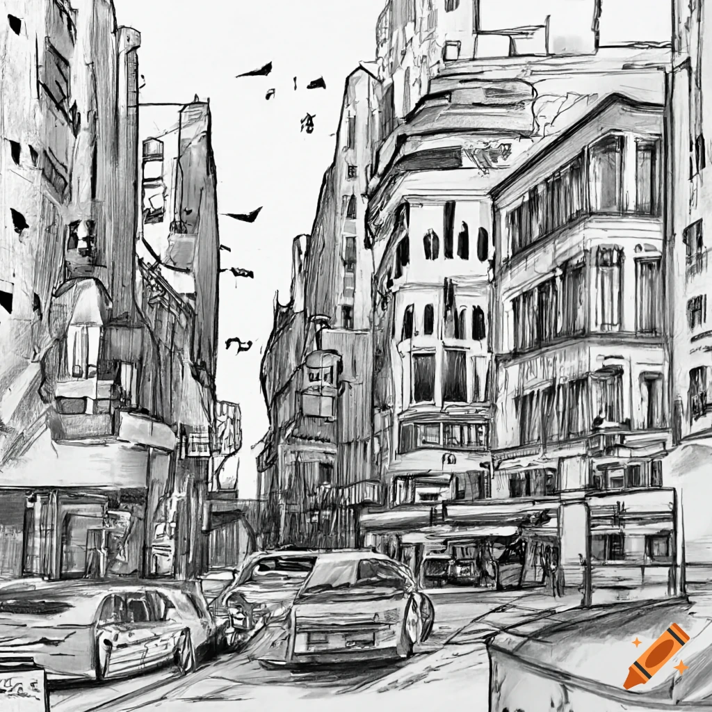 Artistic drawing of a city skyline on Craiyon