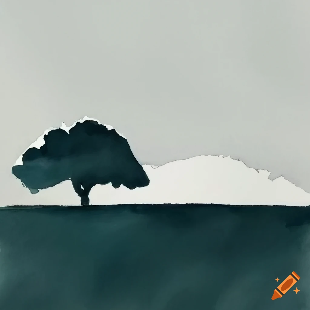 Watercolor hand drawn illustration of a pasture on Craiyon