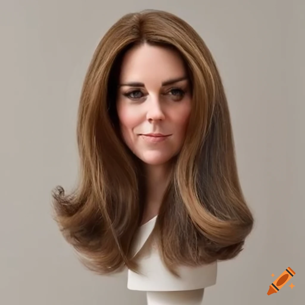 Lifelike Kate Middleton styling head on a display stand on Craiyon