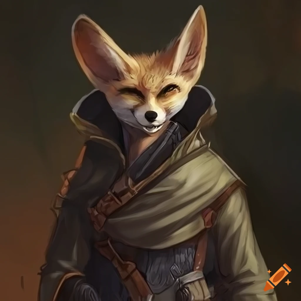 Dnd character portrait foxfolk highly detailed rogue brown fur on Craiyon