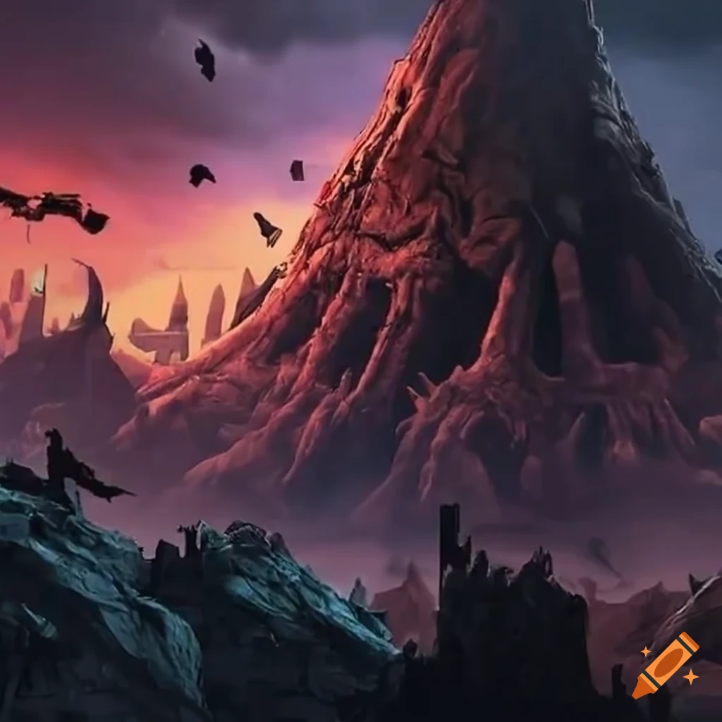 Dinosaur breaking mountain on Craiyon