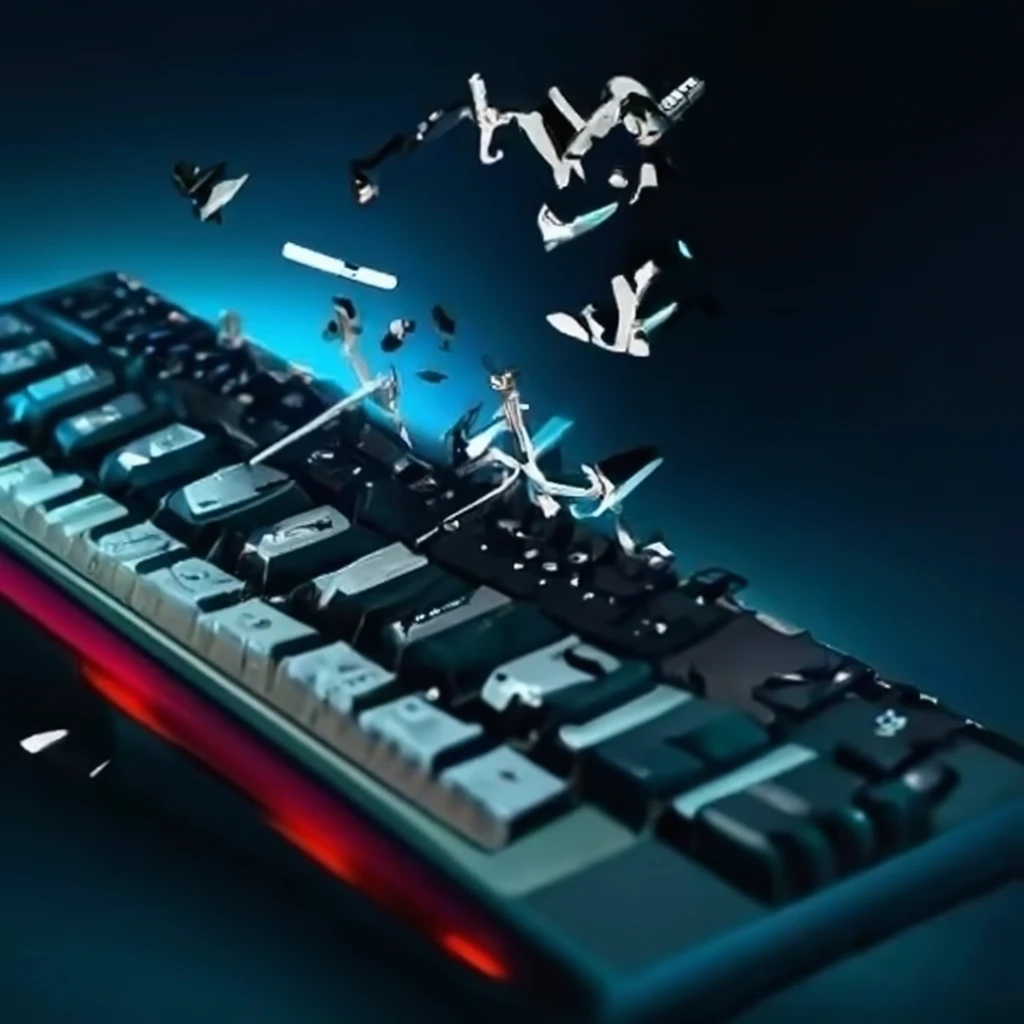 Keys falling from a keyboard game on Craiyon