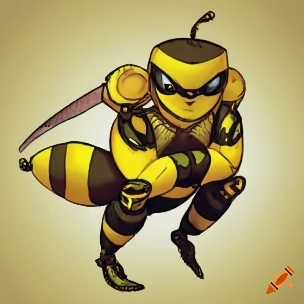 Yellow villainous bee character