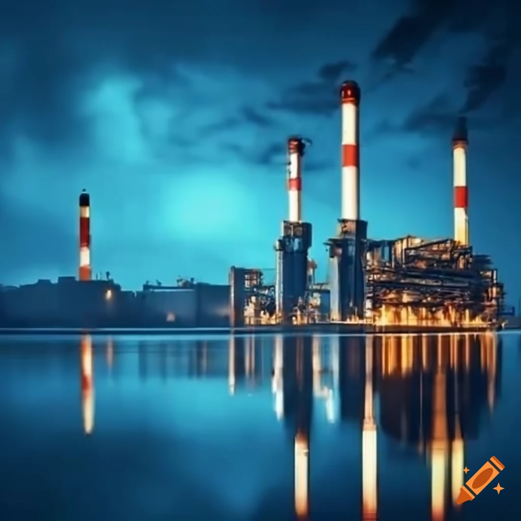 Industrial plant operation with 100% reliability for powerpoint on Craiyon