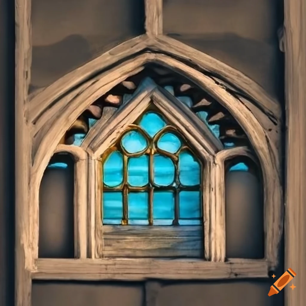 Symmetrical medieval window on Craiyon