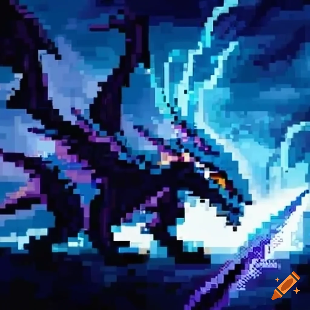 Pixel art of a majestic dragon on Craiyon
