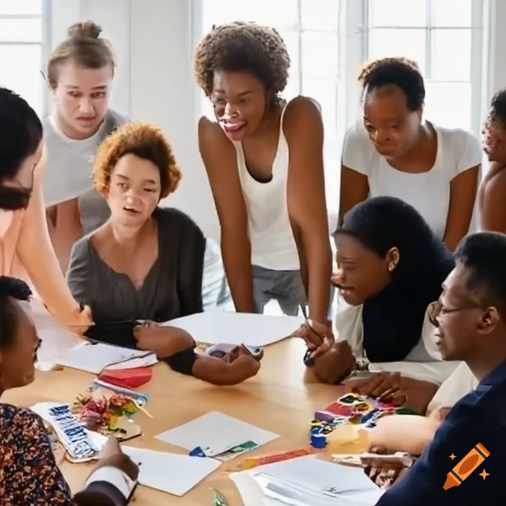 Diverse group working on a project