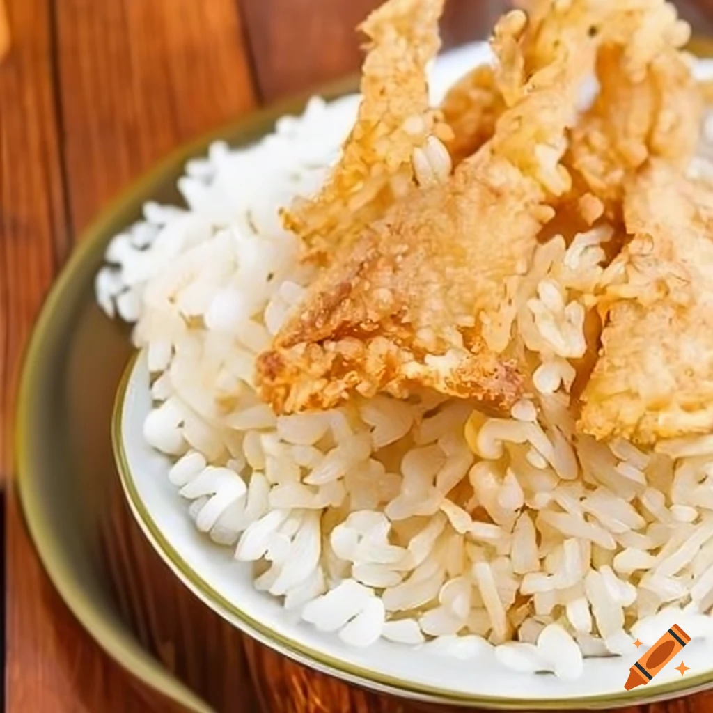 Steamed rice on a plate on Craiyon