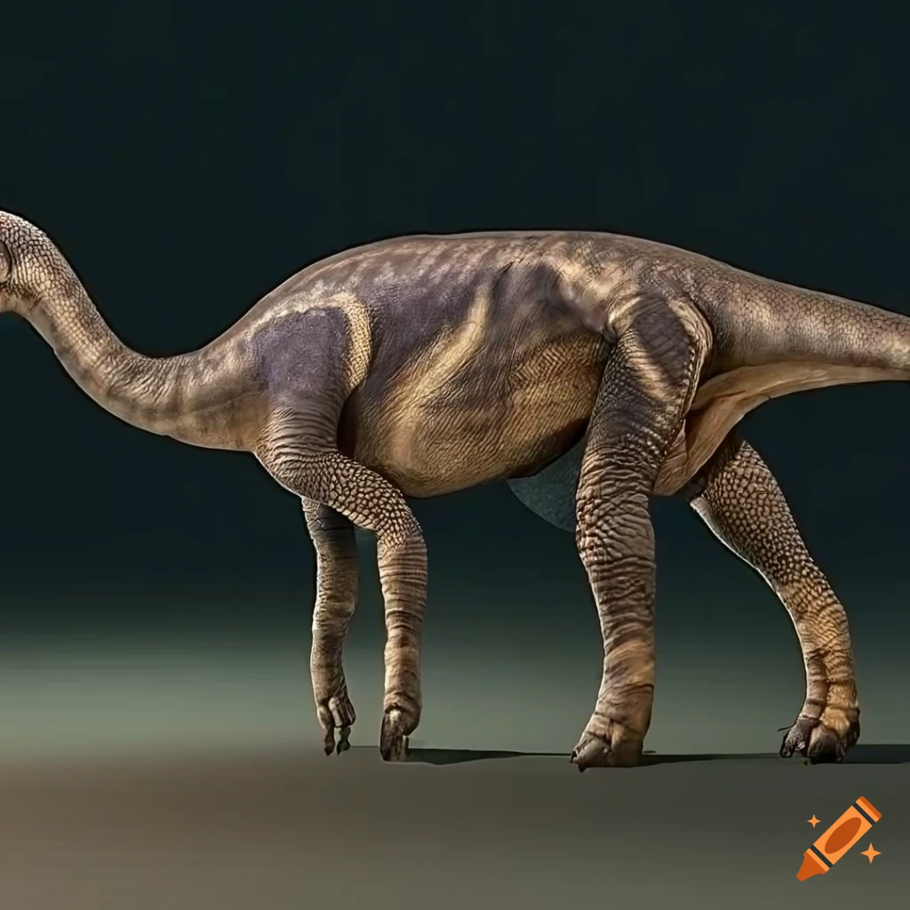 Colorful depiction of a hadrosaur dinosaur in warm morning light on Craiyon