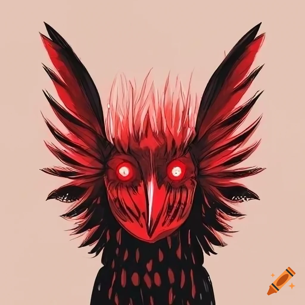 Linocut of guland the hyena demon on Craiyon