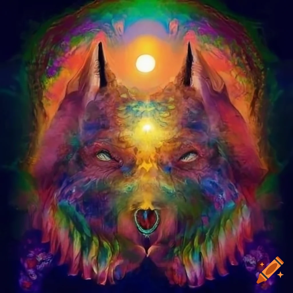 Visionary art of a shamanic dream with a family and spiritual beings on ...