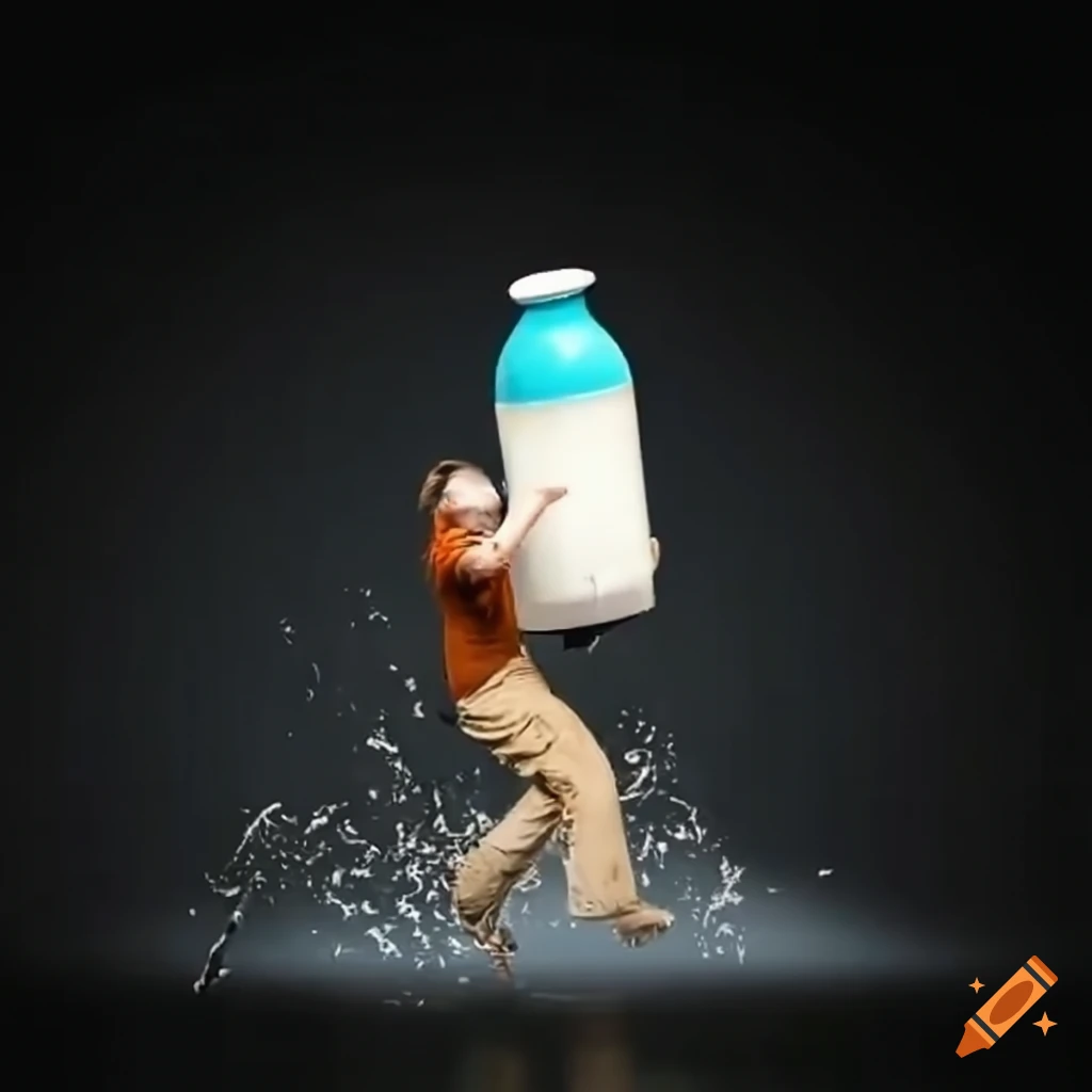 Man stumbling while carrying milk