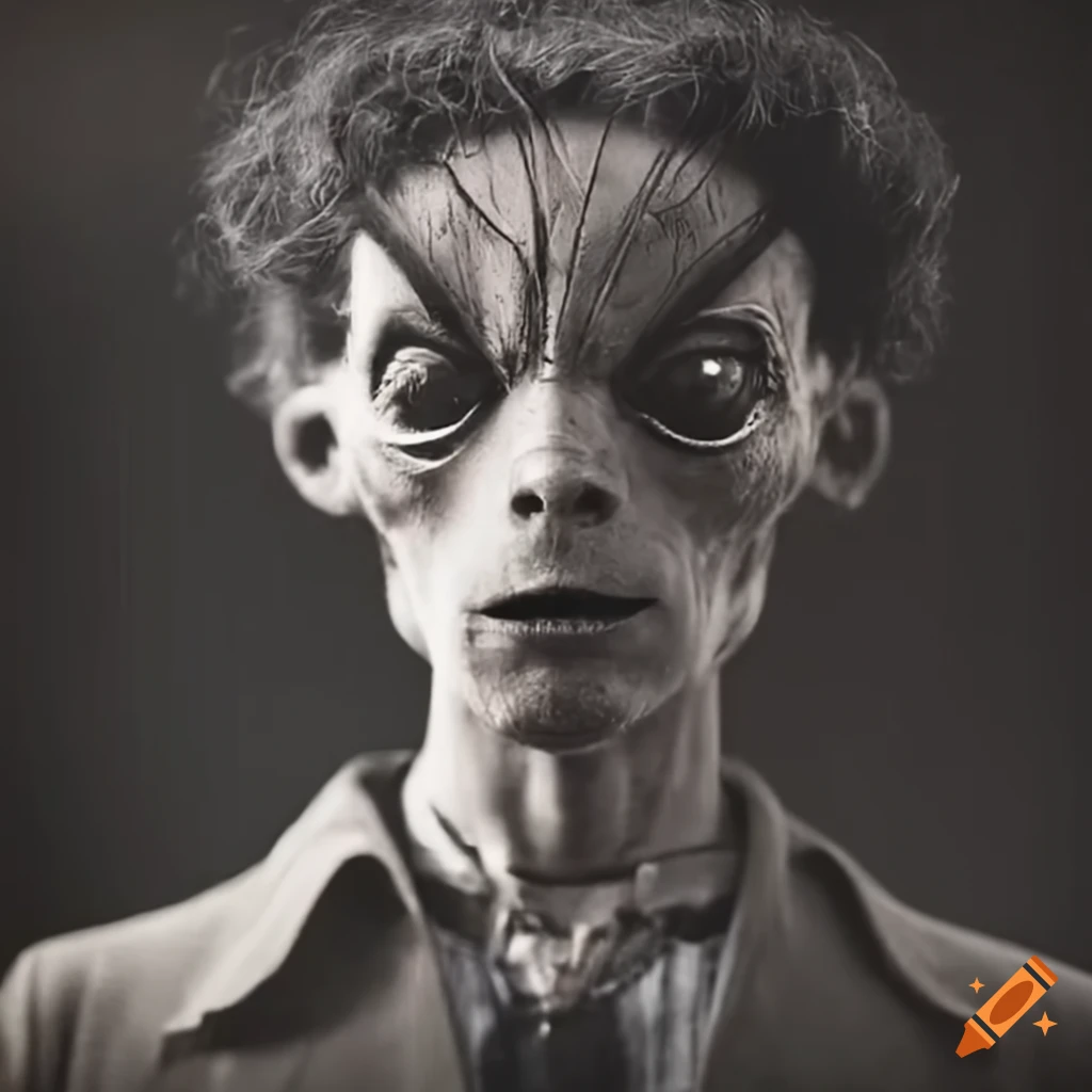 1920 retro expressionist movie poster with alien man on Craiyon