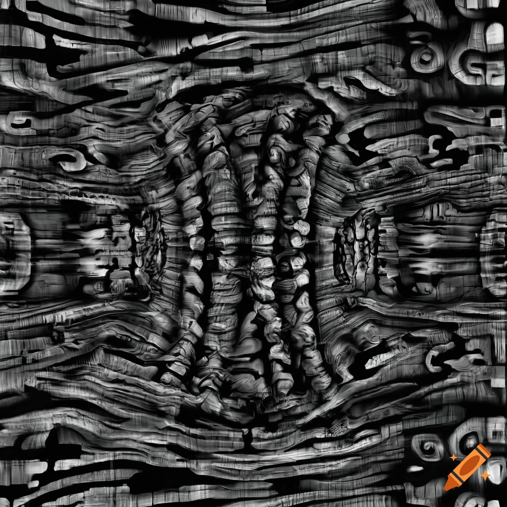 Seamless black and white biomechanical rib texture on Craiyon