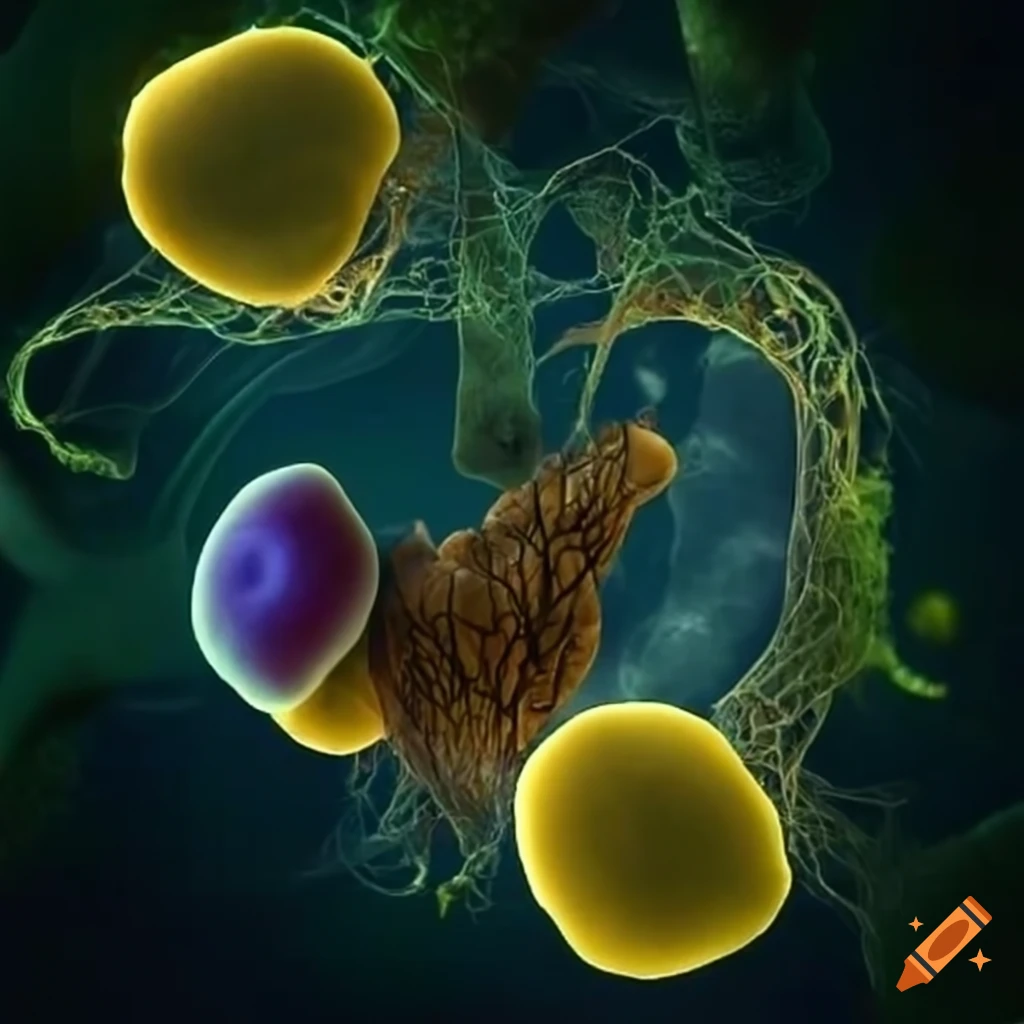 Artistic representation of cells merging with trees