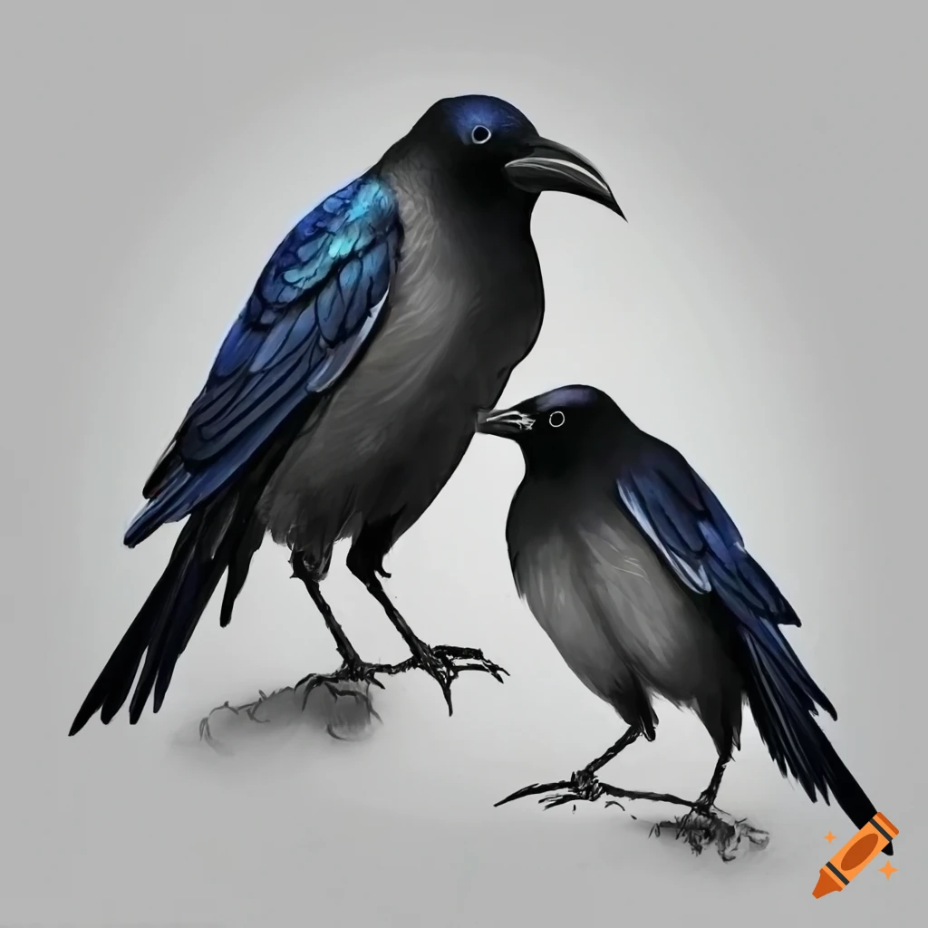 Two crows engaged in conversation