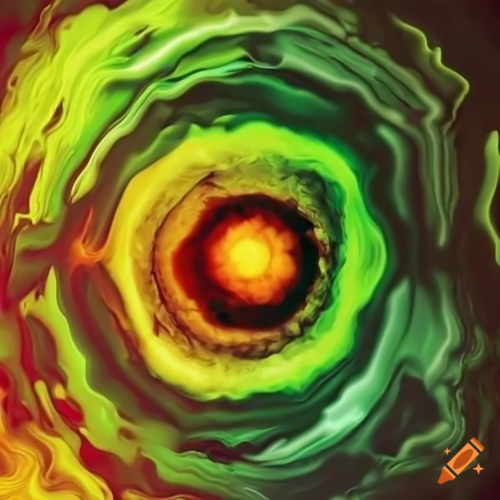 Abstract artwork of yellow and green nuclear explosion on Craiyon