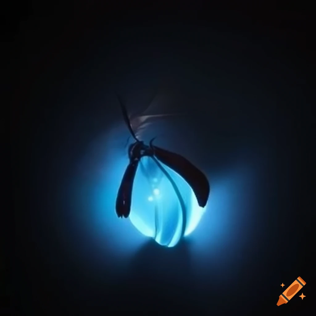 Close-up macro photo of a glowing insect on Craiyon