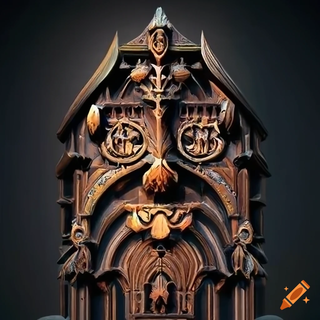 High-definition architectural carving with zelda game motif