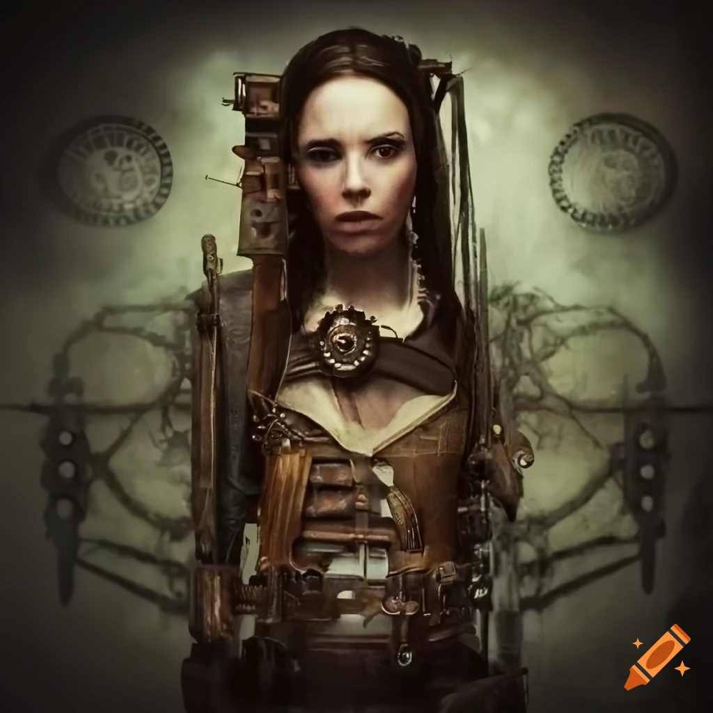 Steampunk-style tech dystopia photograph on Craiyon