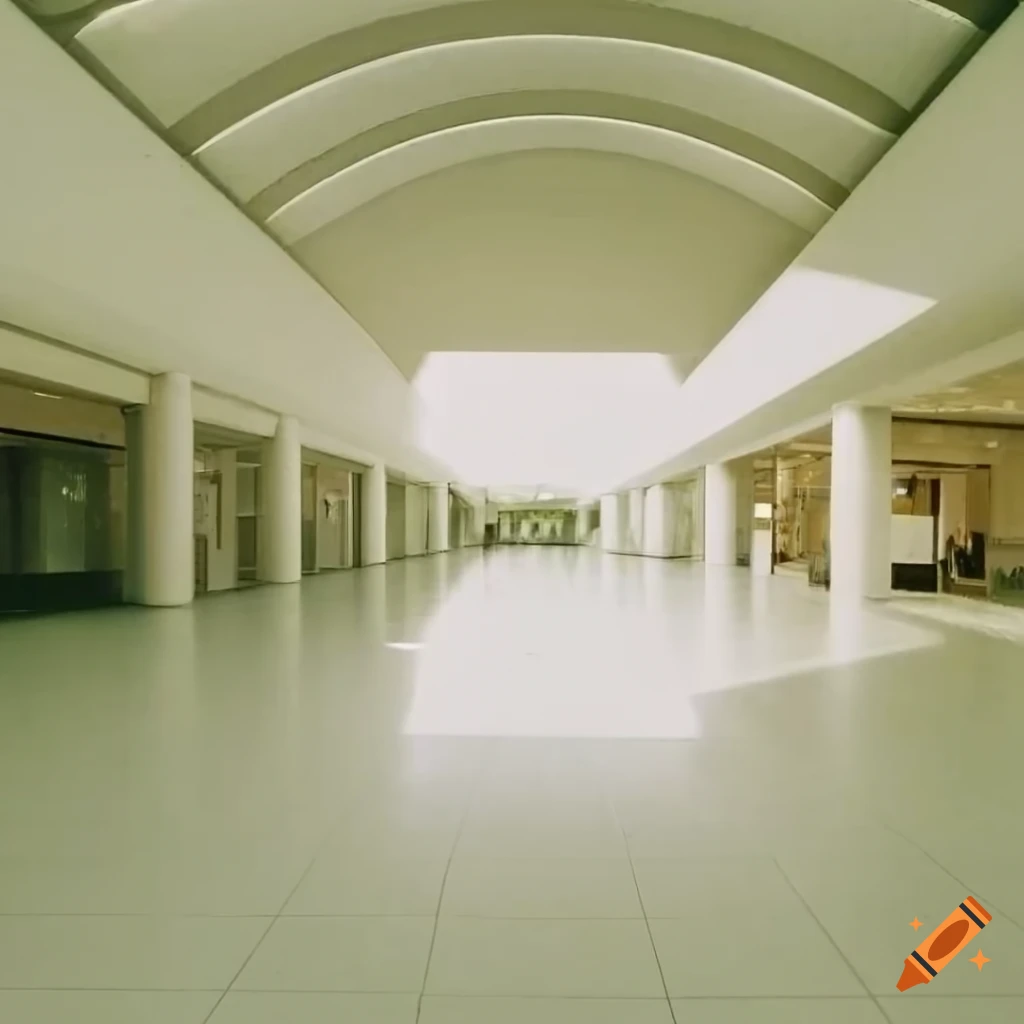 Dreamy sunset light leak in an empty mall