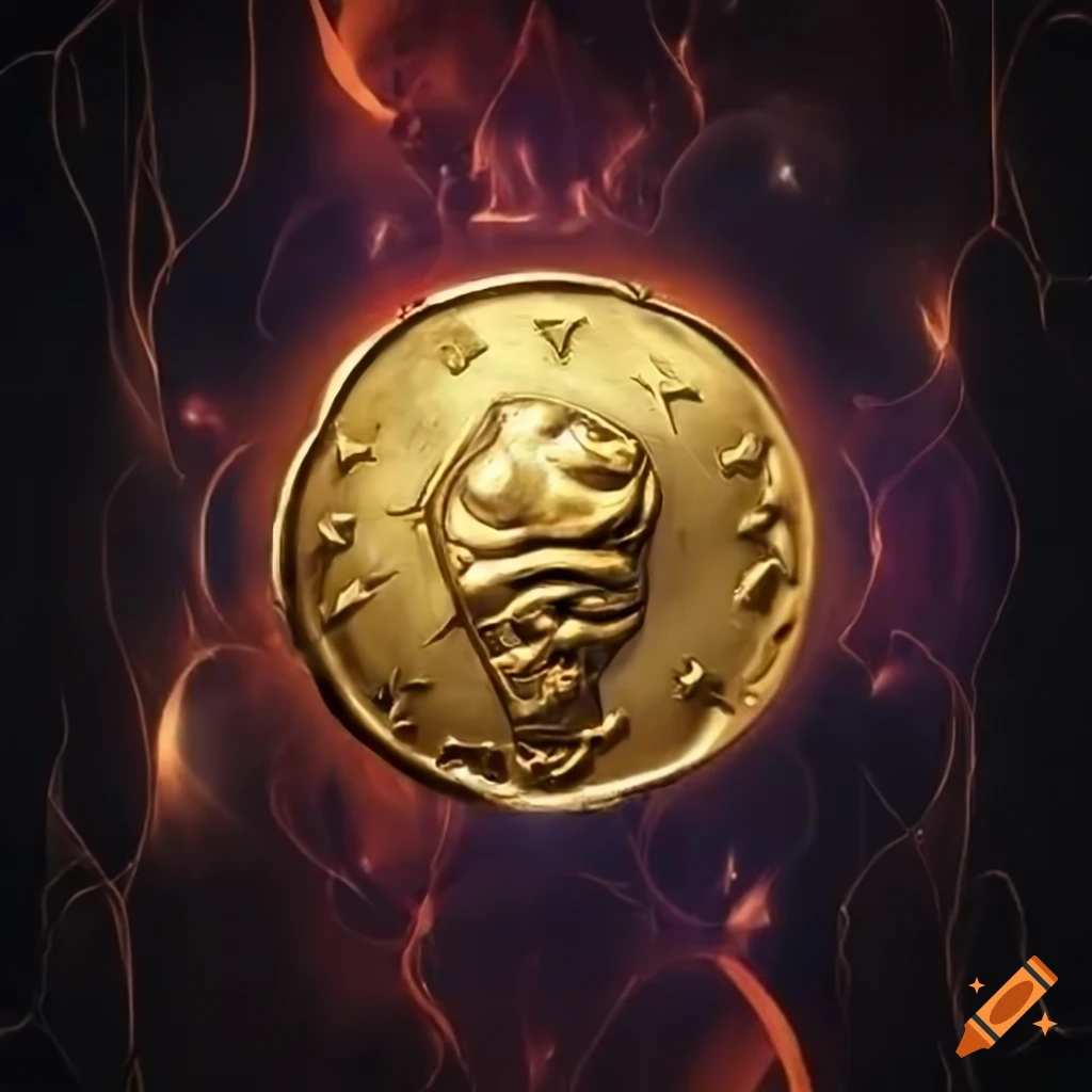Artistic depiction of a fantasy coin