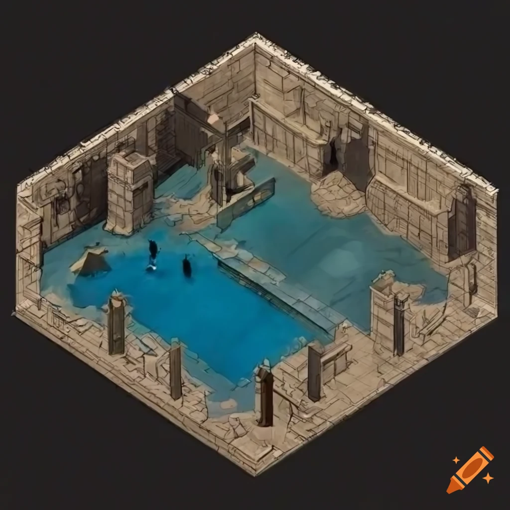 Detailed isometric concept art of a modular boss arena on Craiyon