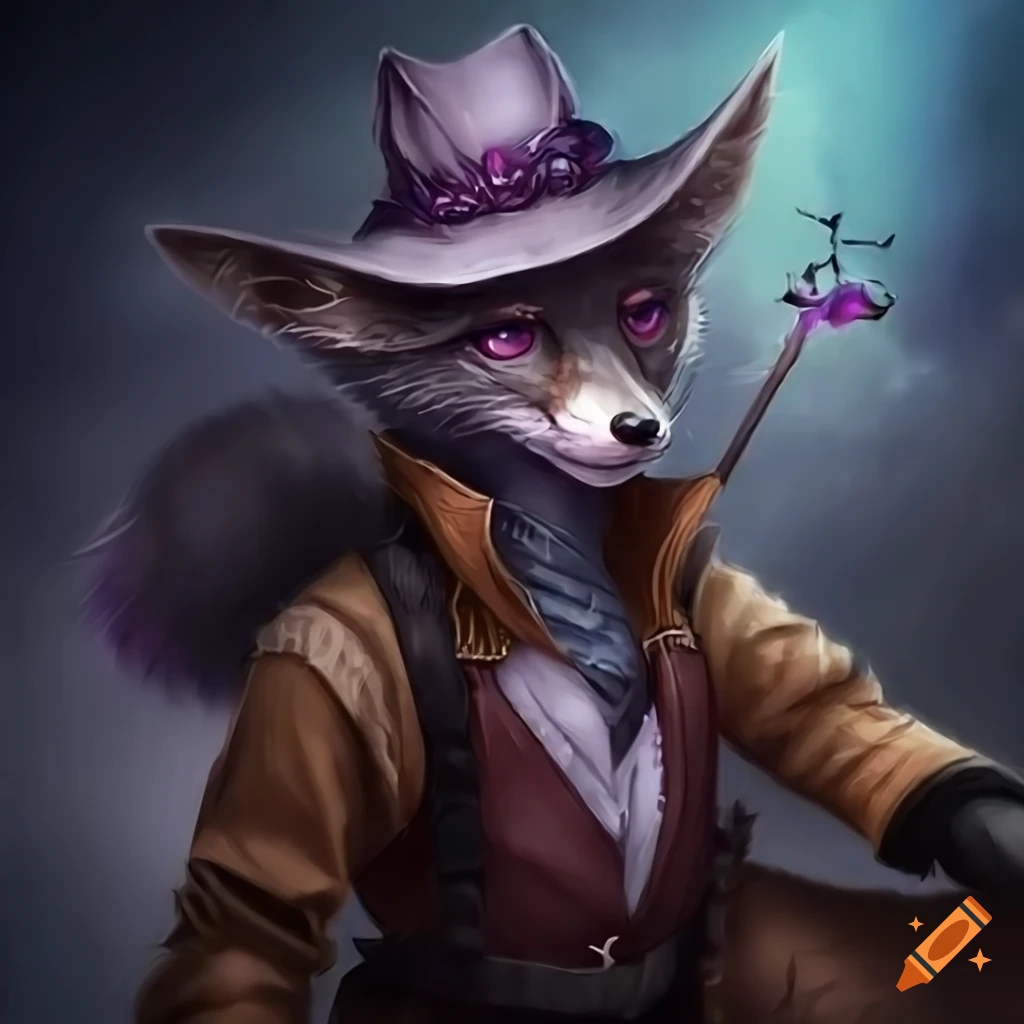 Hyper realistic grey fox adventurer in anime art style on Craiyon