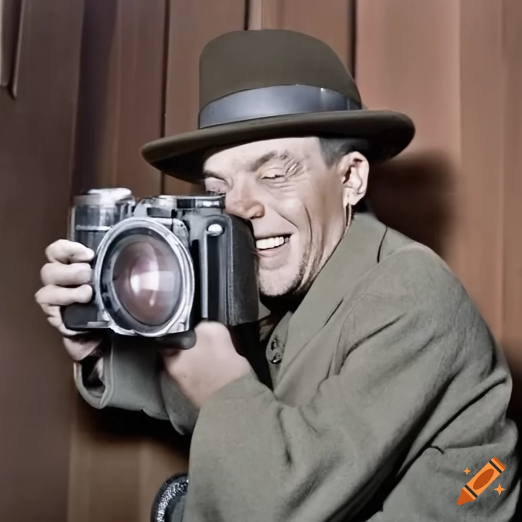 1940s paparazzi photographer taking a photo with flash on Craiyon