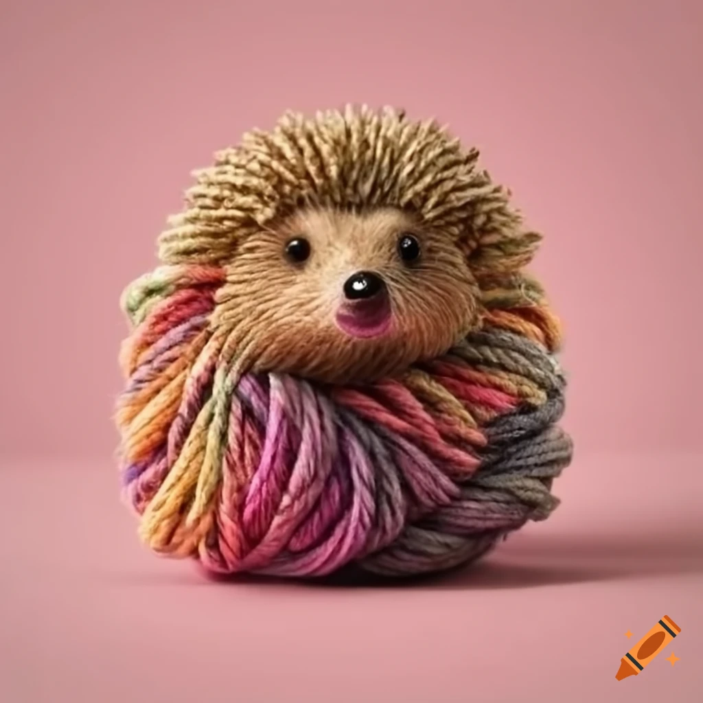Yarn made hedgehog crafts on Craiyon