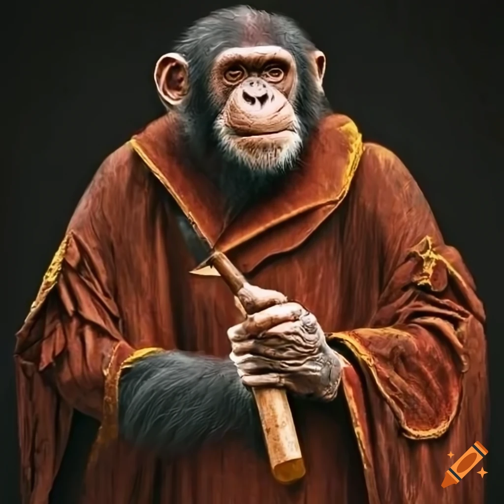 Chimp wearing a bowtie in the style of rene magritte on Craiyon