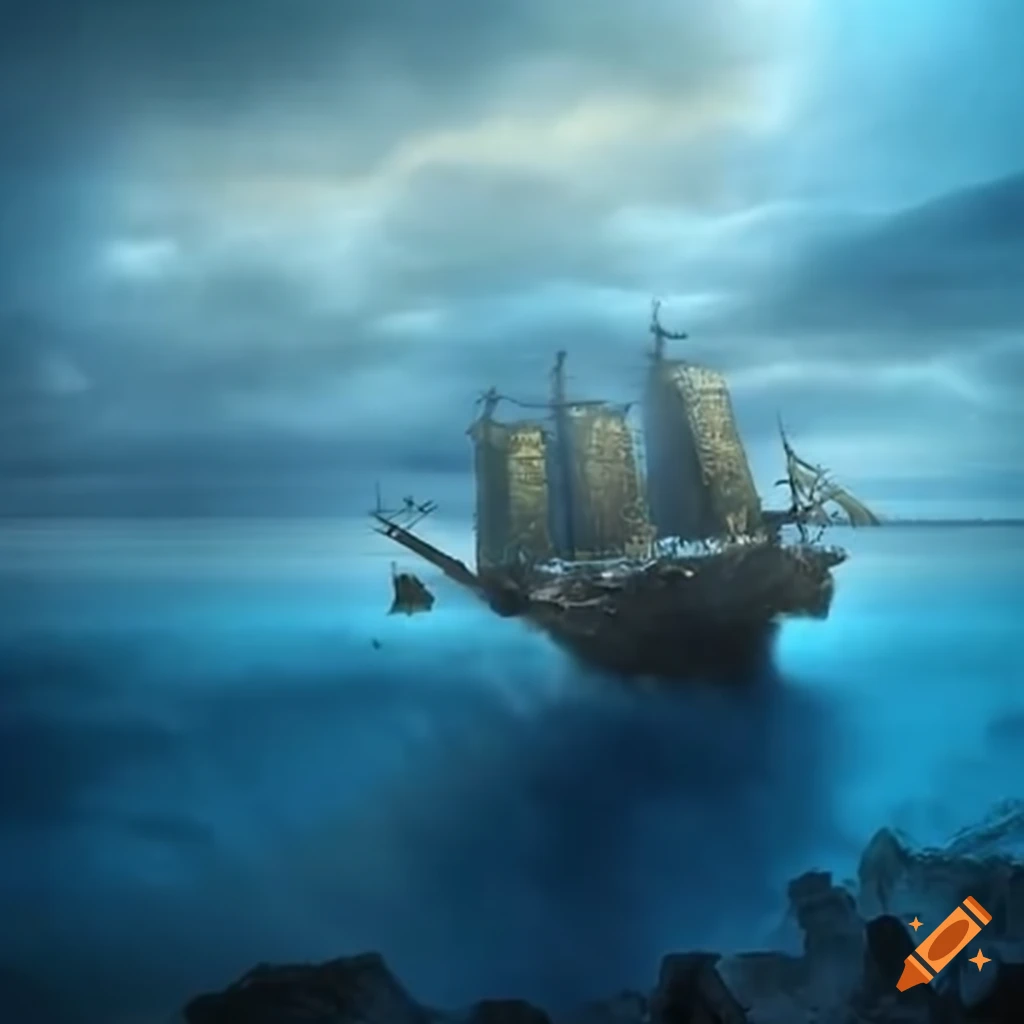 Medieval airborne fleet in green and black colors on Craiyon