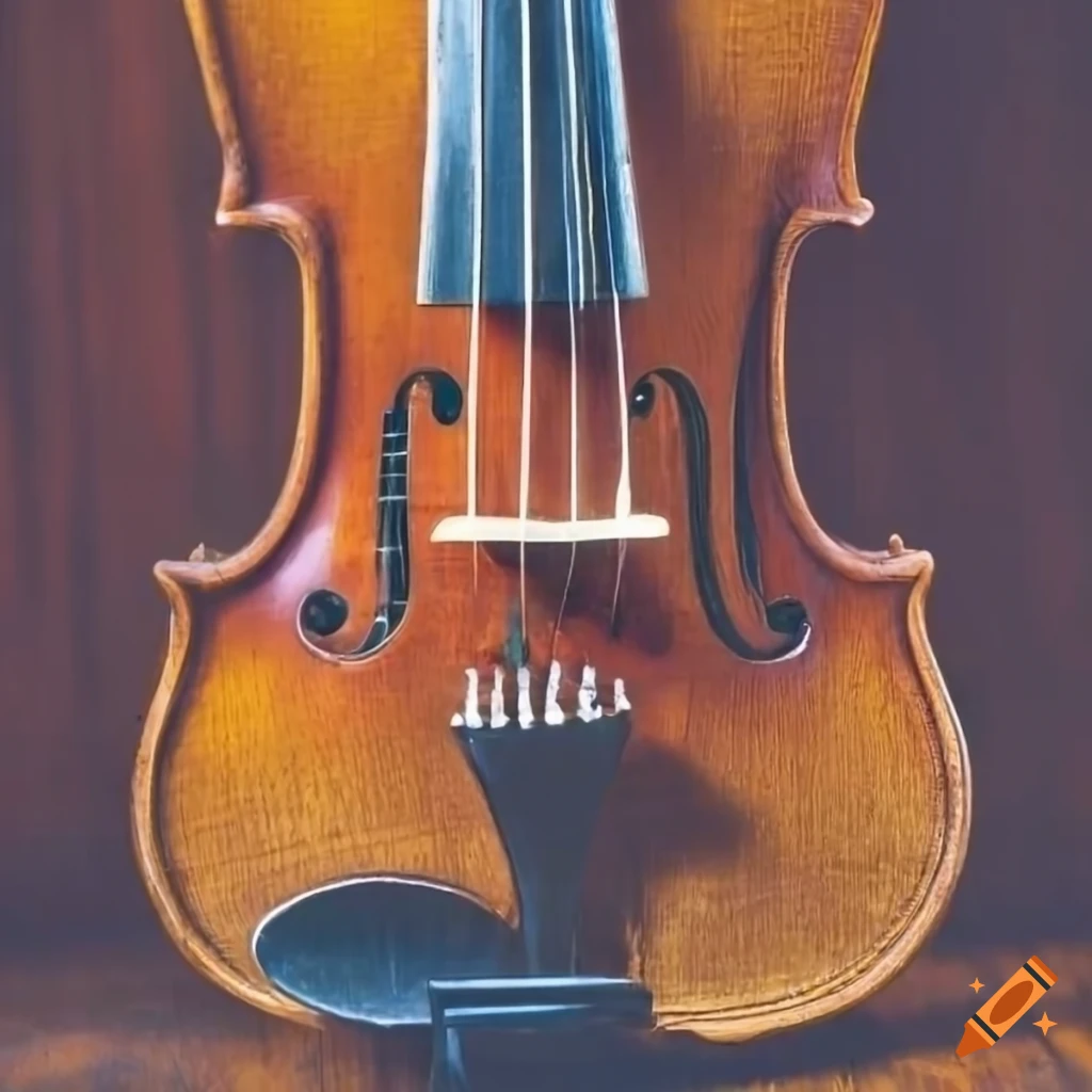 Traditional indian classical violin on wooden table