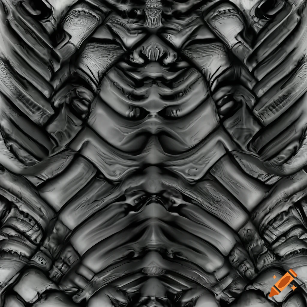 Seamless black and white biomechanical rib texture on Craiyon