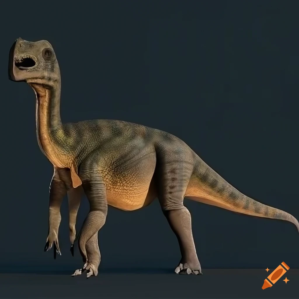 Colorful hadrosaurus dinosaur in warm morning light on Craiyon