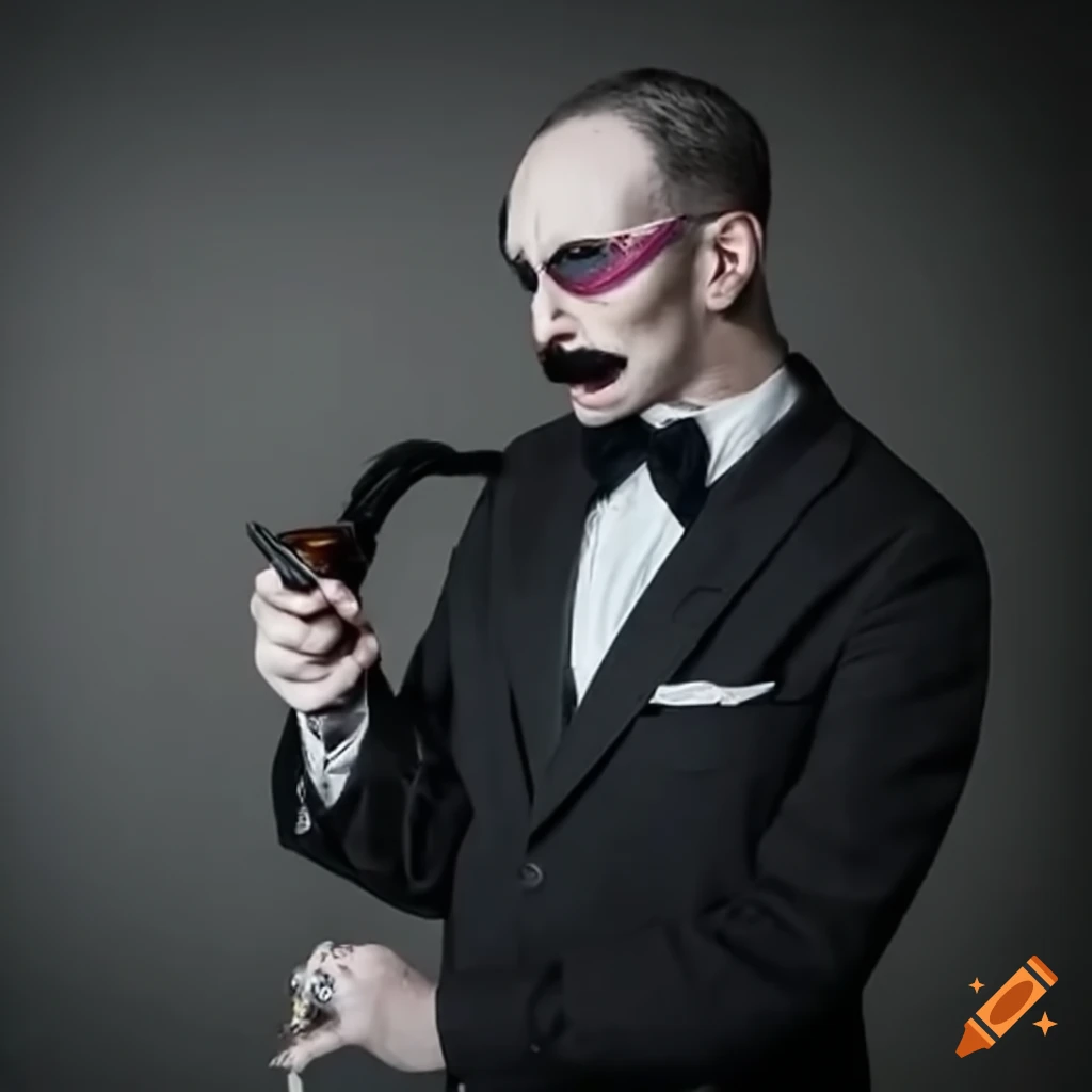 Cartoon villain smoking a pipe on Craiyon