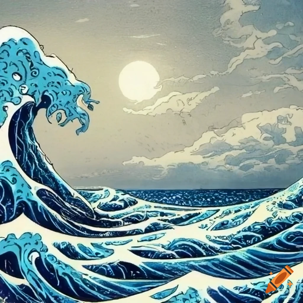 Japanese waves art on Craiyon