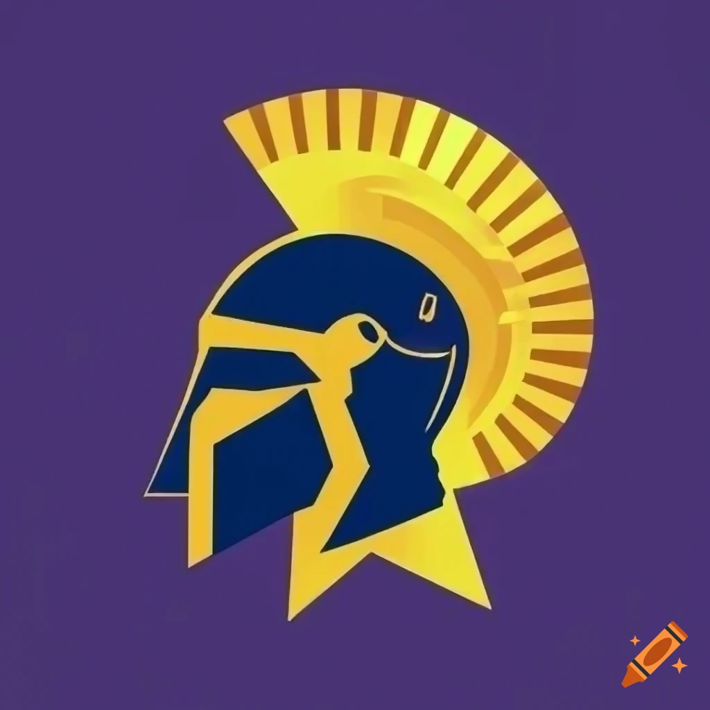 Impressive navy blue and gold Trojan Head logo on Craiyon