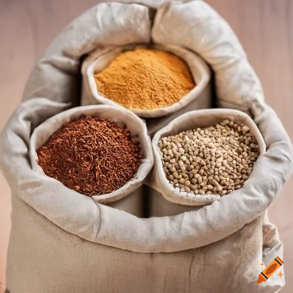 Bags of assorted spices