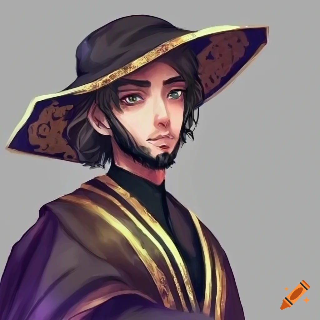 Anime-style character in black robe with gilded pauldrons and black ...